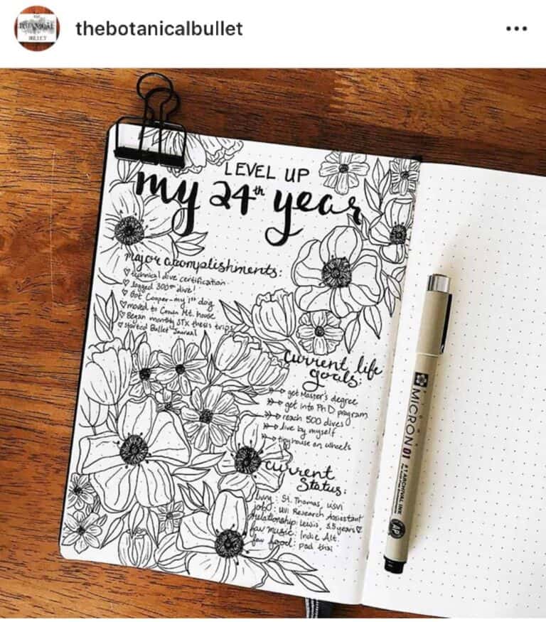 18 Minimalist Flower Bullet Journal Designs - Angela Giles
