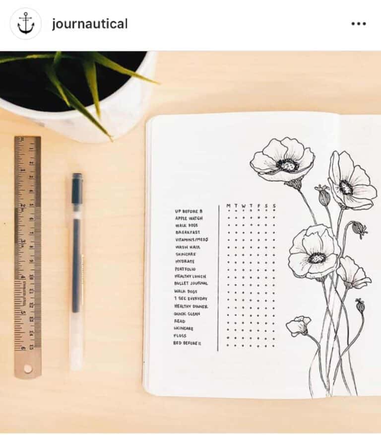 18 Minimalist Flower Bullet Journal Designs - Angela Giles