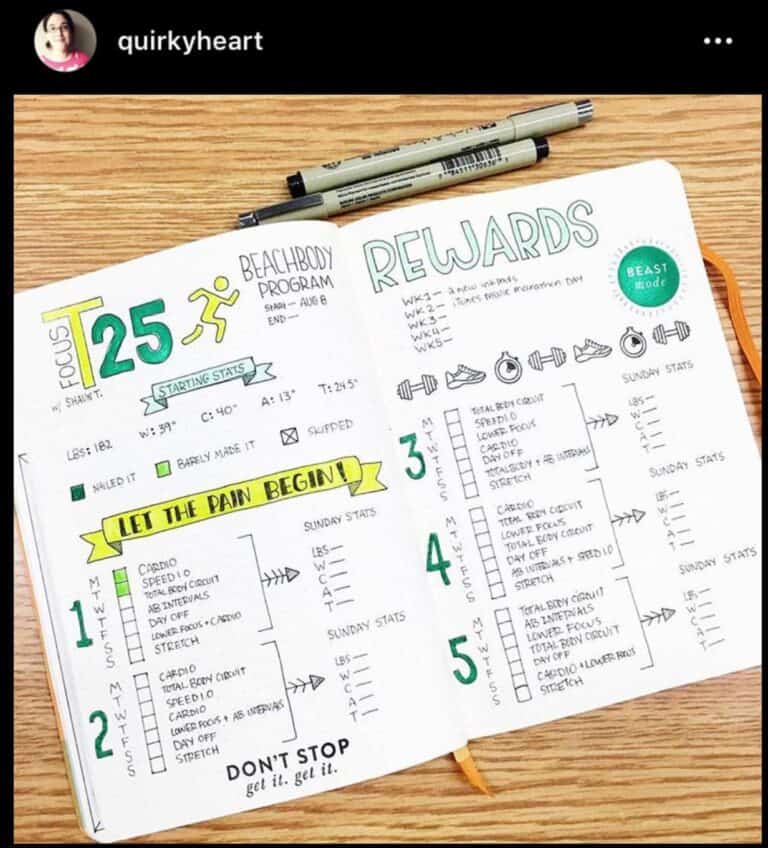 28 Bullet Journal Fitness Trackers to Achieve Your Health Goals ...