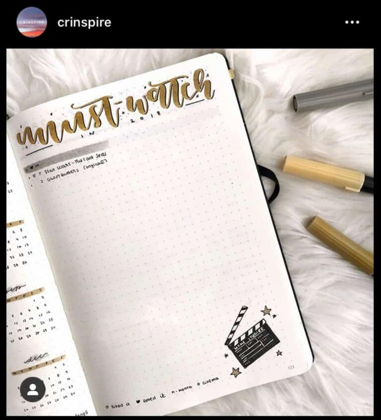 The Prettiest Ways to Track Your Bullet Journal Movies and TV Shows ...