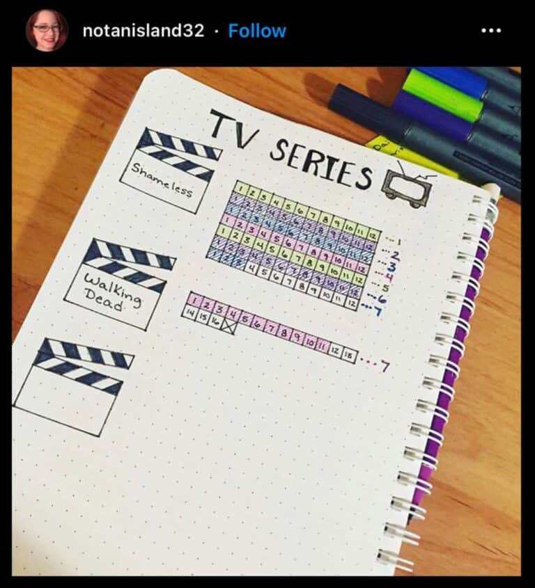 The Prettiest Ways to Track Your Bullet Journal Movies and TV Shows ...