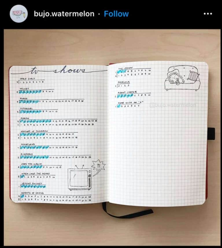 The Prettiest Ways to Track Your Bullet Journal Movies and TV Shows ...