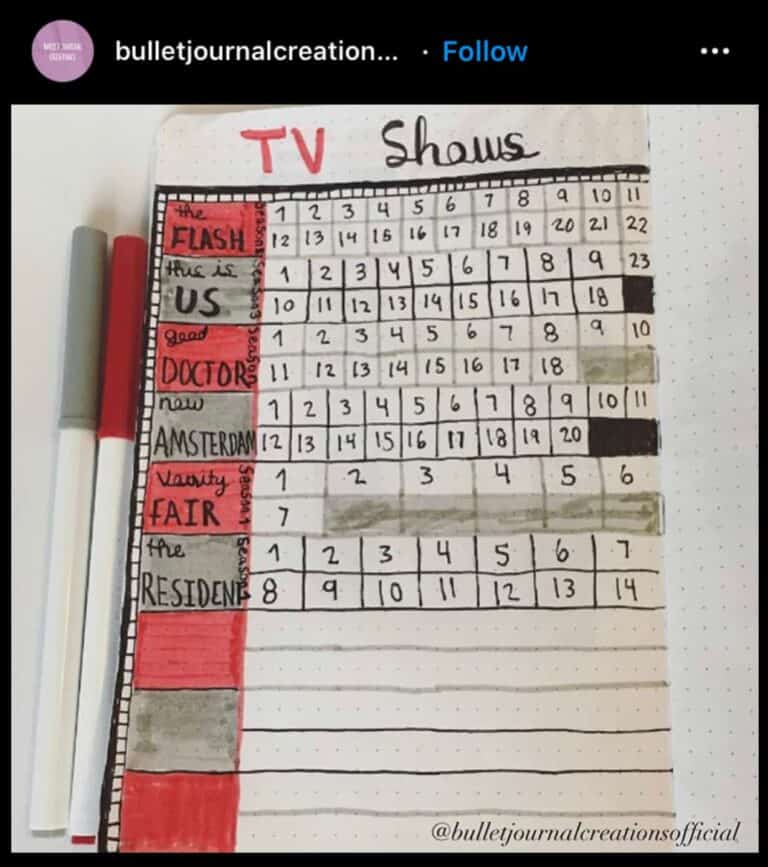 The Prettiest Ways to Track Your Bullet Journal Movies and TV Shows ...