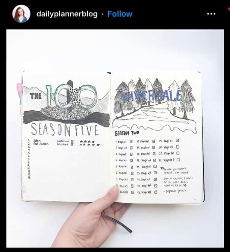 The Prettiest Ways to Track Your Bullet Journal Movies and TV Shows ...